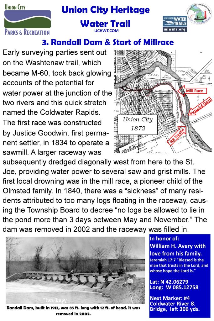 #3 Randall Dam & Start of Millrace – Union City Heritage Water Trail